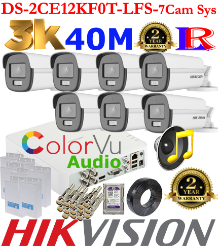 Hikvision 5MP-3K Turbo-HD Colorvu Smart Dual-Light Audio 7 Camera 40M ...
